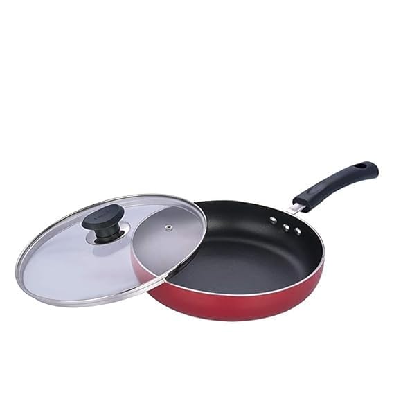 Vinod Zest Inducto Aluminium Non Stick Deep Frypan with Glass Lid - 24 ...