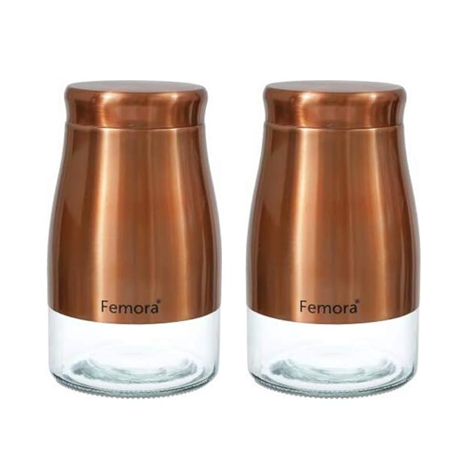 Femora Kitchen Storage Jars Copper Finish With See Through Bottom Jar ...
