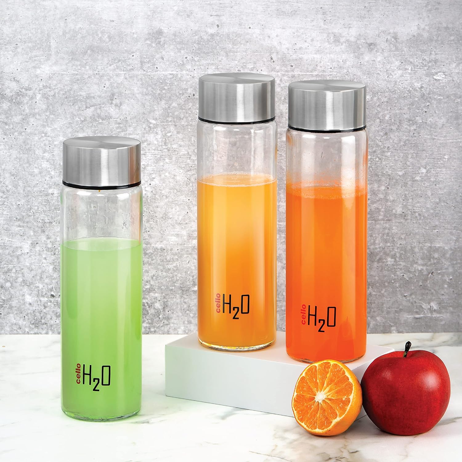 Cello H2o Steelox Glass Water Bottle | 920 Ml | Set of 3 | Silver ...