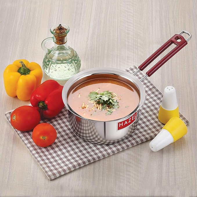 Hazel Stainless Steel Milk Saucepan Tea Pan with Fixed Rubber Grip Han ...
