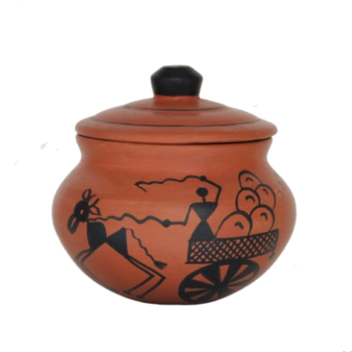 Mitti Cool Clay Curd Pot with Cap 1.5 liter Warli Cart Design – Veeha's ...