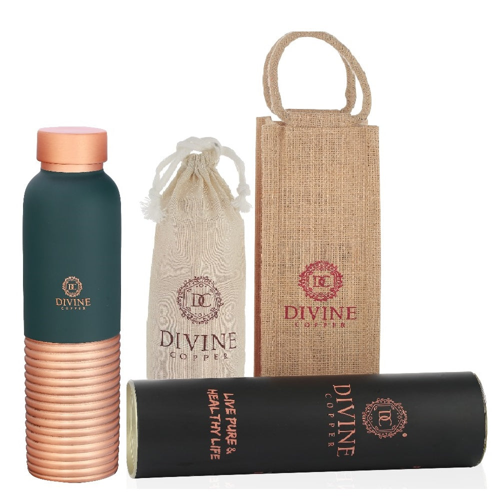 Divine Copper Oreo-multiring Green Pure Copper Water Bottle – Veeha's ...